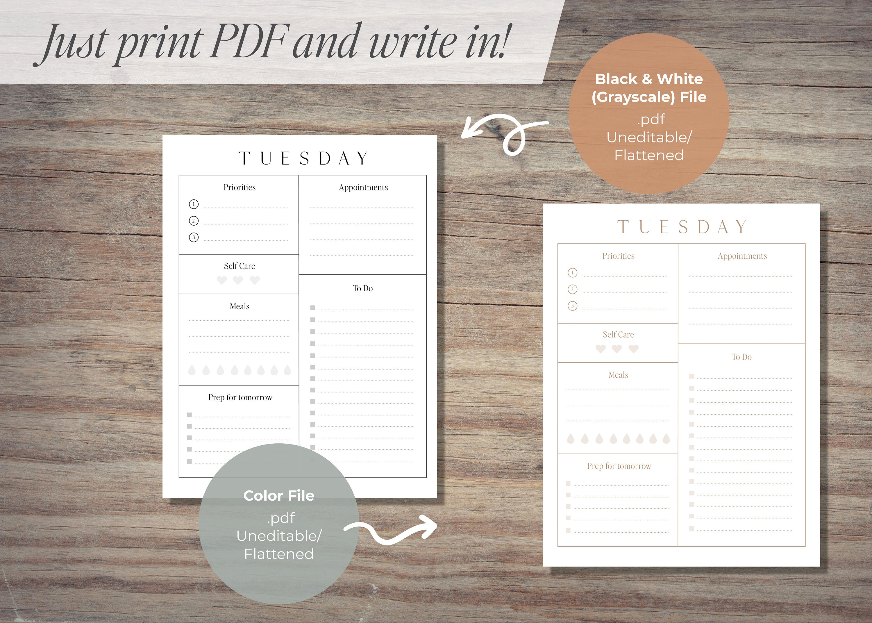 Printable Minimal Neutral Easy Daily Planner to Do List NO CANVA NEEDED ...