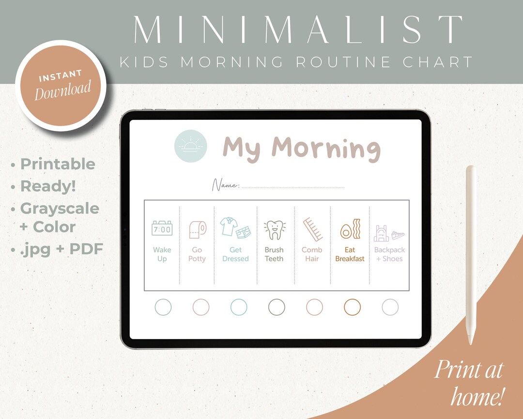 Printable Kids Morning Routine Chart Instant Download Minimal Aesthetic ... Printable Kids Morning Routine Chart Instant Download Minimal Aesthetic ...