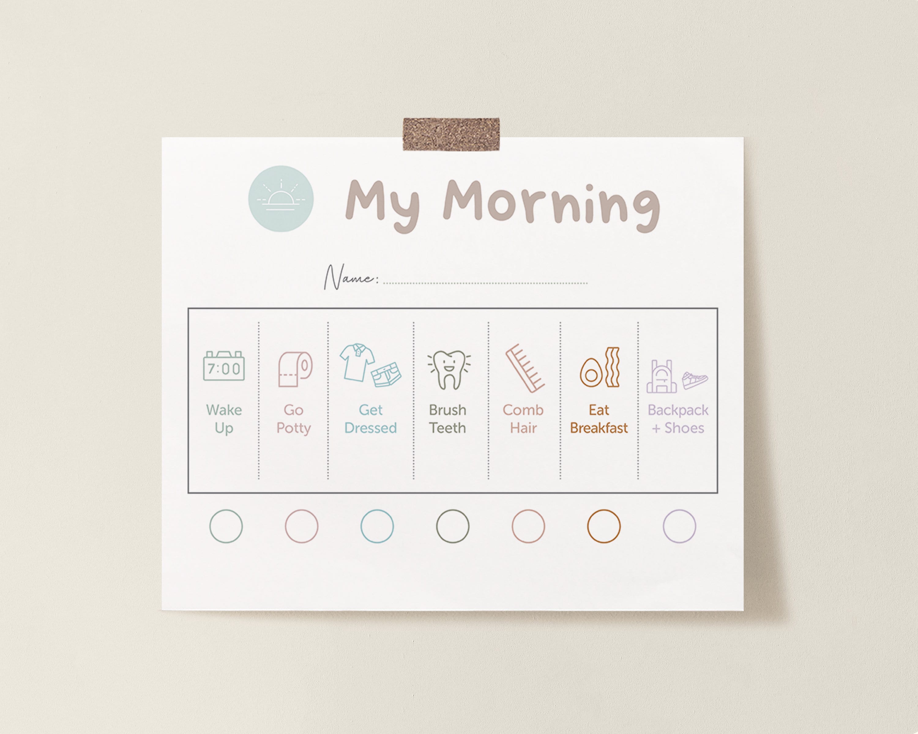 Printable Kids Morning Routine Chart Instant Download Minimal Aesthetic ...