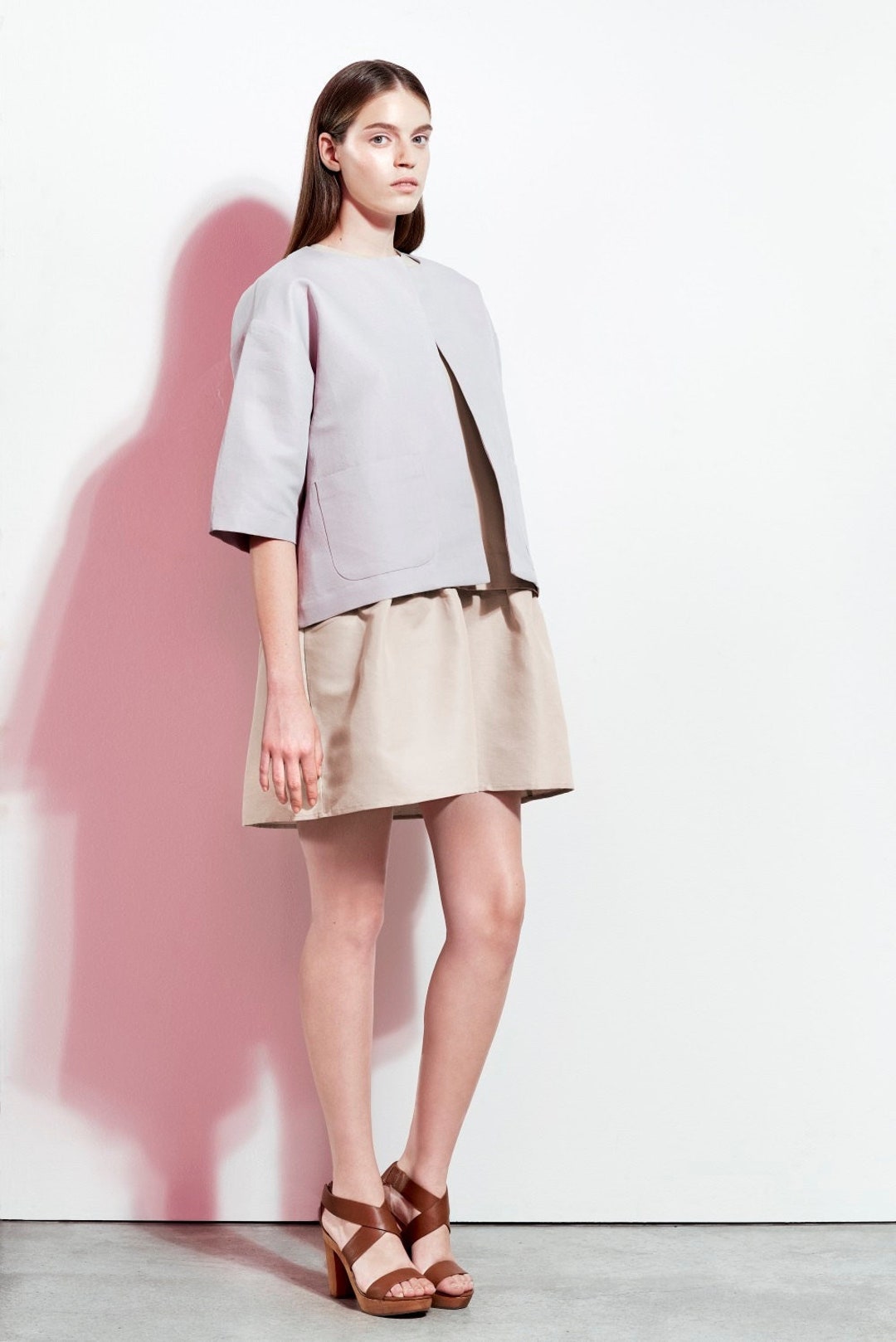 Linen Kimono Jacket With Patch Pockets, Spring Minimalist Coat ...