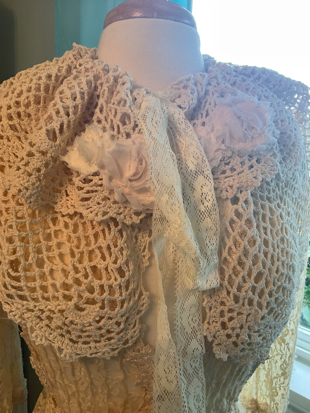 Sale Was 29 Now 20 Romantic Fairytale Jabot Capelet Crochet Lace and ...