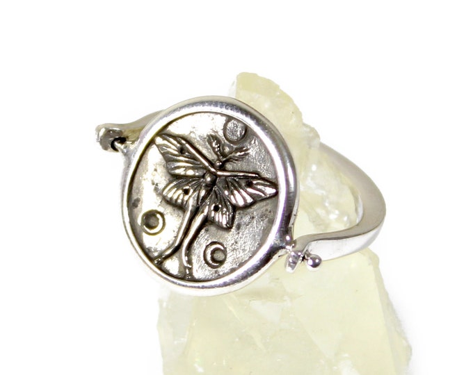 Luna Moth SILVER Spinning Ring Sterling Silver Flip Ring - Etsy