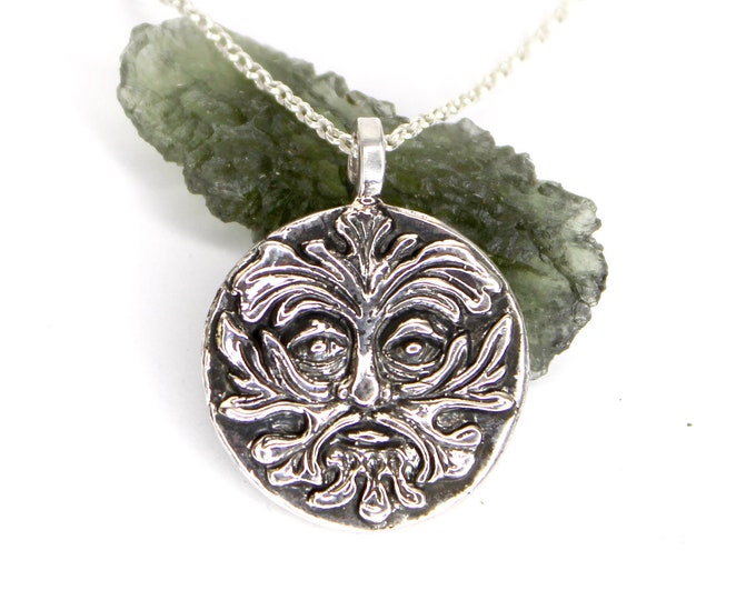 STERLING SILVER - Green Man Silver Coin Pendant - Double Sided - Triple ...