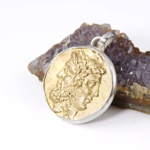 Gold Janus Ancient Coin Pendant 18K Sterling Silver Greek Janus - Etsy