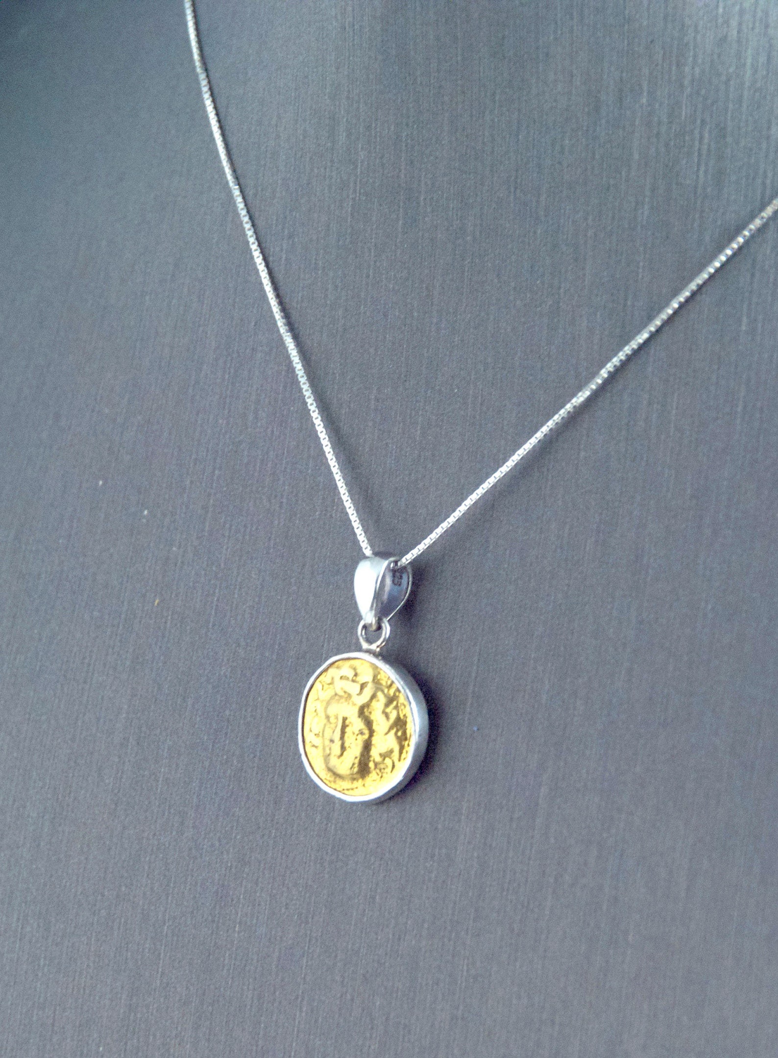 Medusa Gold Coin Pendant Sterling Silver Small Gold Coin - Etsy