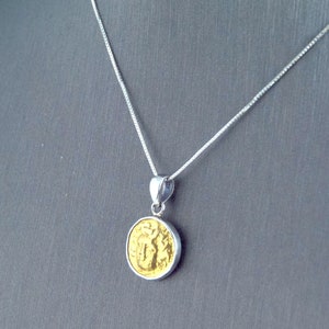 Medusa Gold Coin Pendant Sterling Silver Small Gold Coin - Etsy