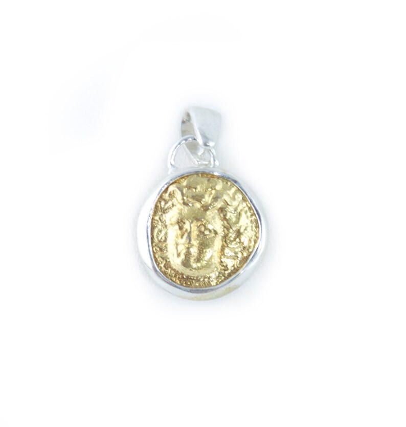 Medusa Gold Coin Pendant Sterling Silver Small Gold Coin - Etsy