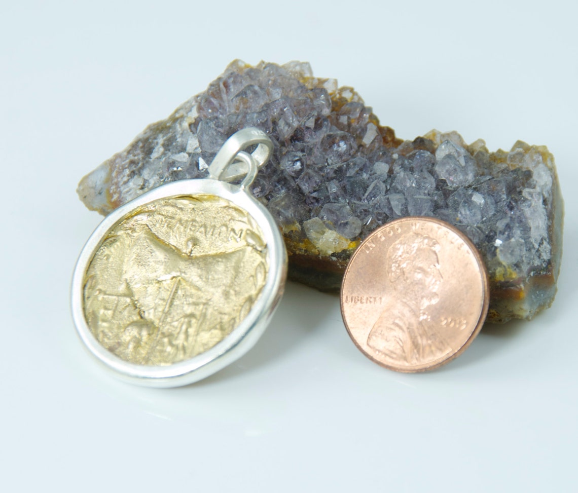 Gold Janus Ancient Coin Pendant 18K Sterling Silver | Etsy