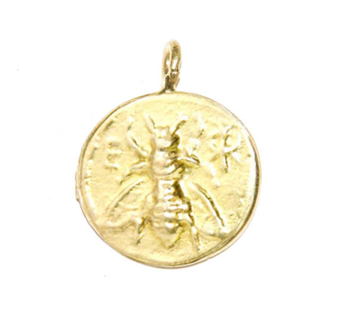 Honey Bee Gold Pendant Large Medallion Gold Queen Bee - Etsy