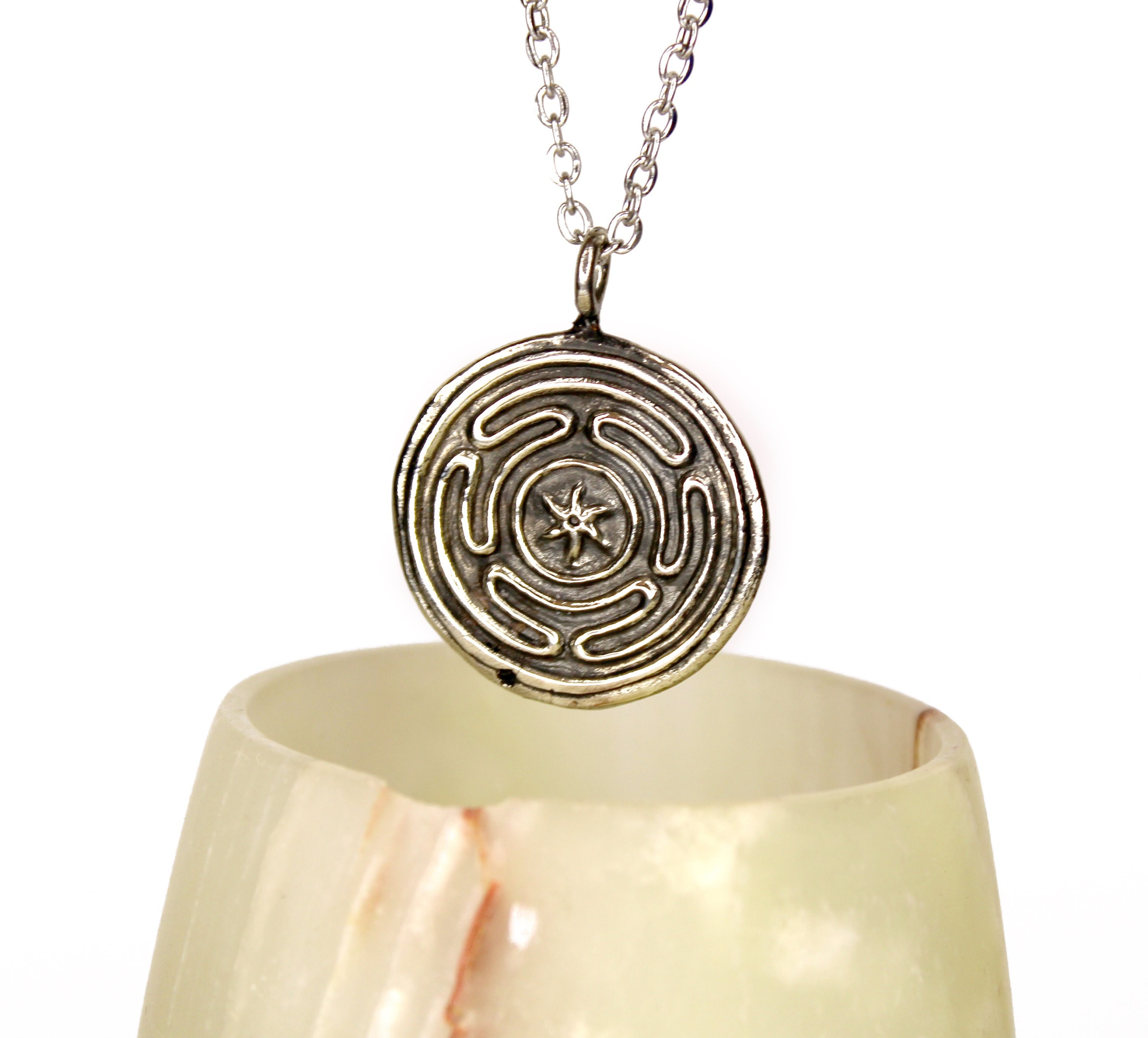 Labyrinth - Hecate Goddess - Silver Coin Medallion Necklace - DOUBLE ...