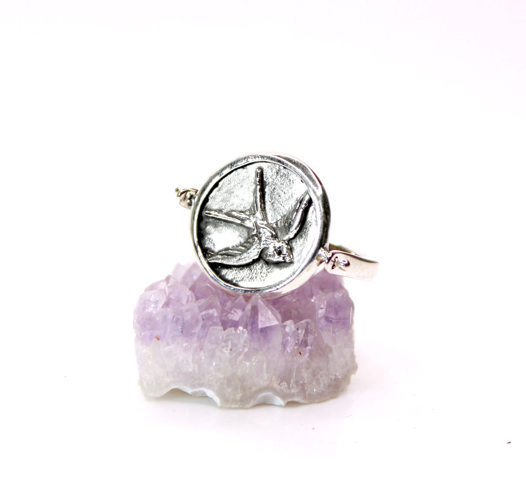Sparrow Spinning Ring - Silver Fidget Spinner Ring - Sparrow, Flower ...