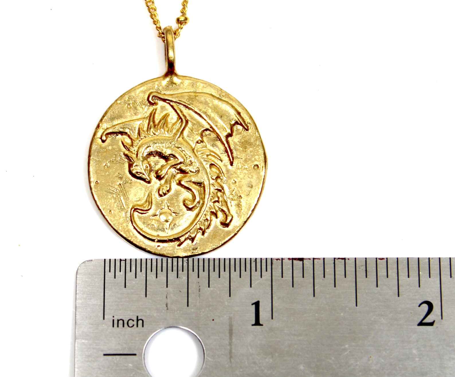 Dragon Medallion Large DOUBLE SIDED GOLD Baby Dragon - Etsy