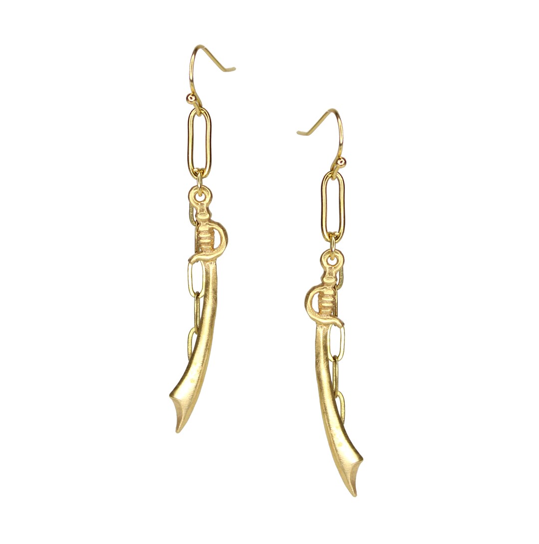 GOLD Pirate Sword Earrings Weapon Earrings Sword Dangle Earrings Renaissance Earrings, Fantasy ...