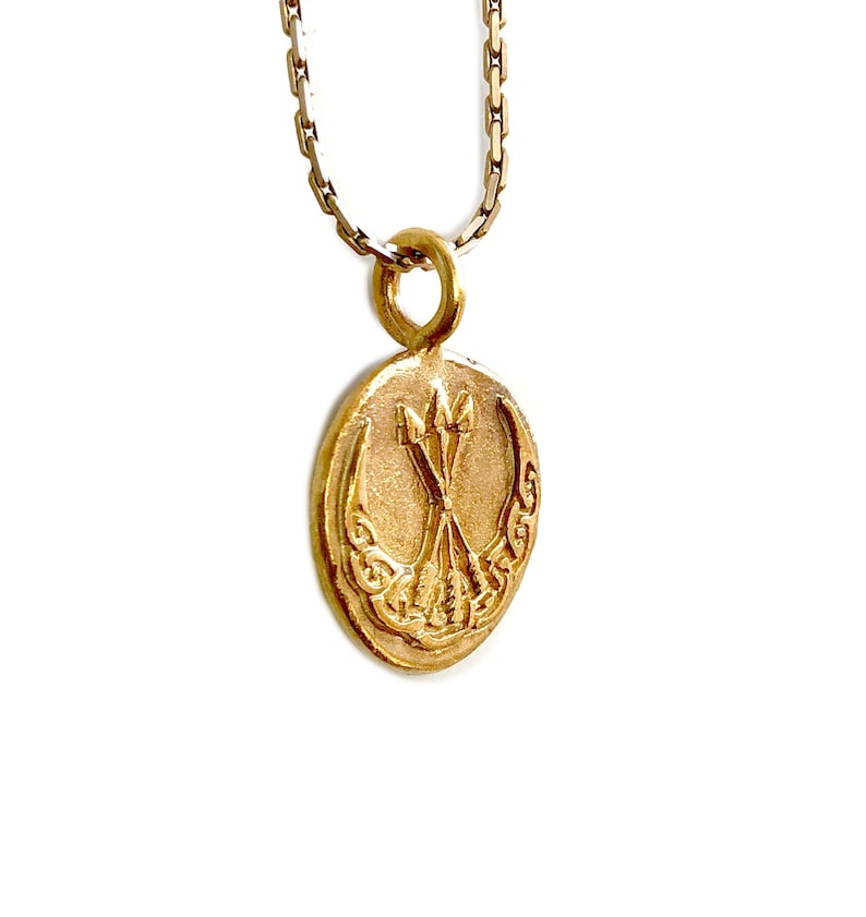 Artemis Deer Pendant Necklace - DOUBLE SIDED - Small Gold Deer - Moon ...