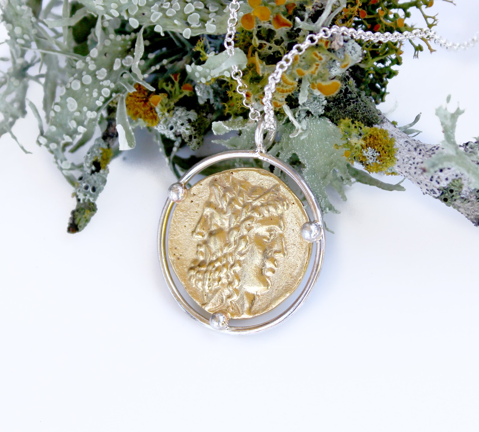 Janus Gold Coin Pendant Greek Janus Pendant Sterling - Etsy