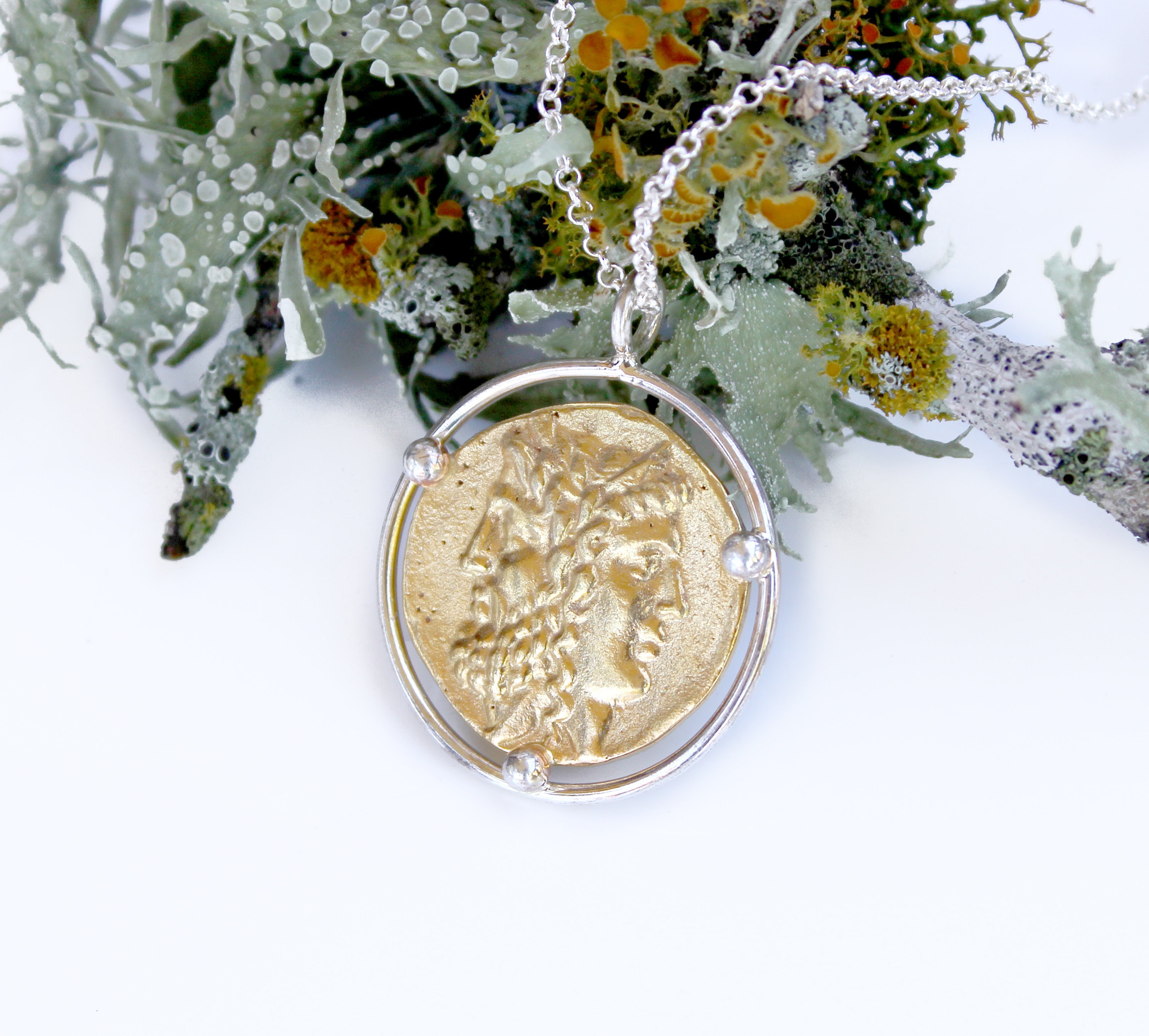 Janus Gold Coin Pendant Greek Janus Pendant Sterling - Etsy