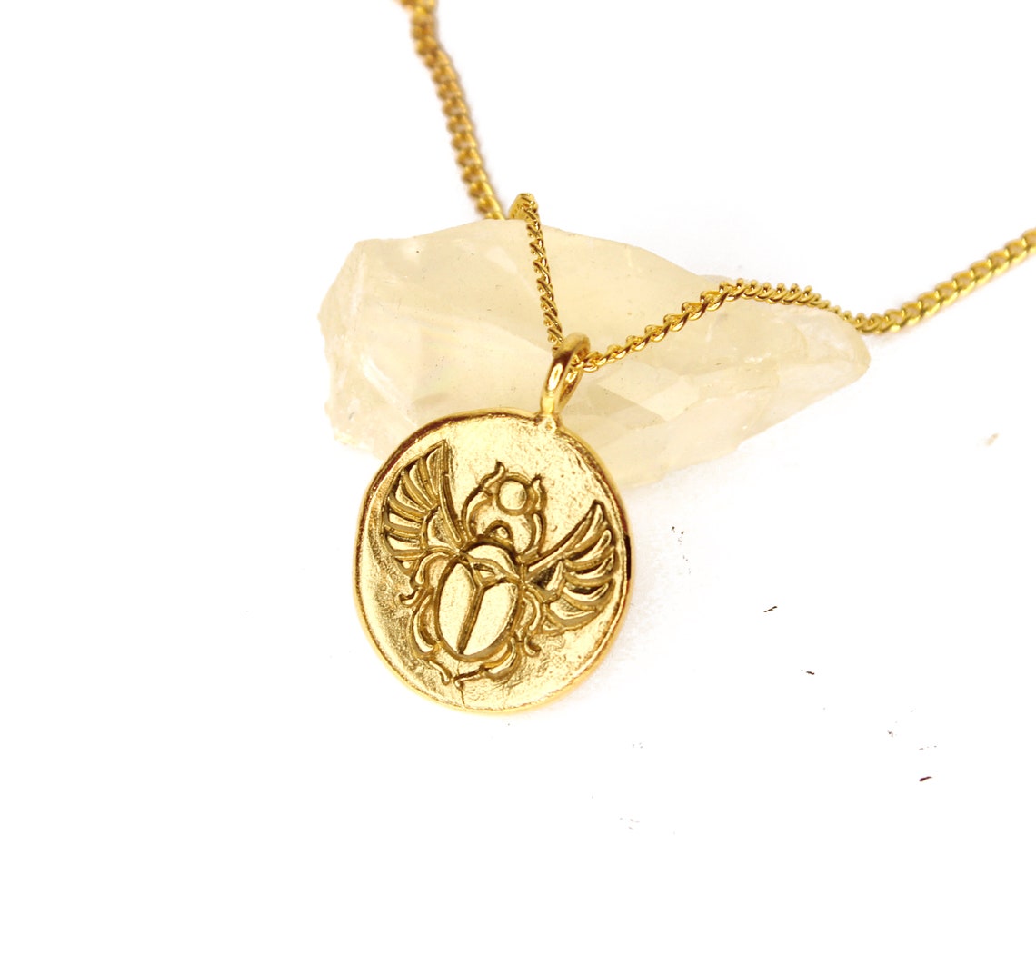 Horus Egyptian God Scarab Gold Coin Medallion Necklace - Etsy