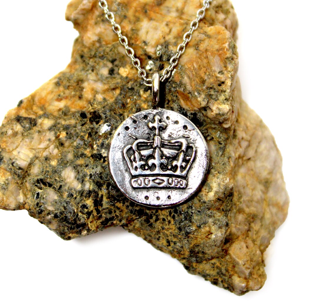 Silver Crown Necklace Silver Skull Pendant. Silver Crown, Gift for Him ...