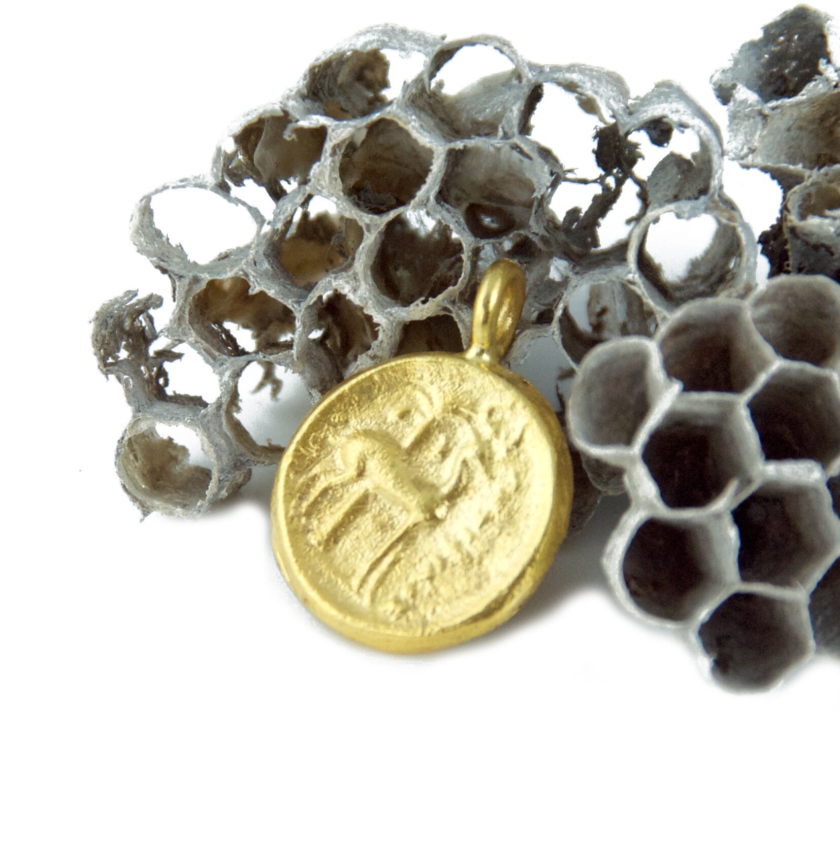 Honey Bee Gold Necklace gold coin pendant beekeeper jewelry | Etsy