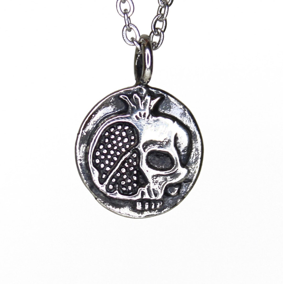 Pomegranate - Persephone Goddess Small - Silver Coin Necklace - DOUBLE ...