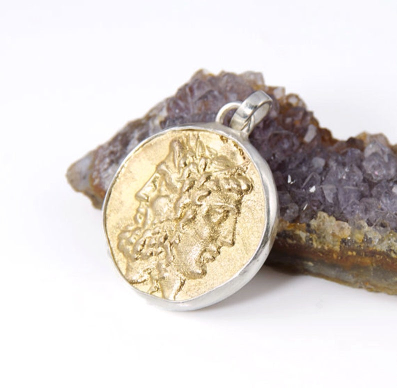 Gold Janus Ancient Coin Pendant 18K Sterling Silver | Etsy