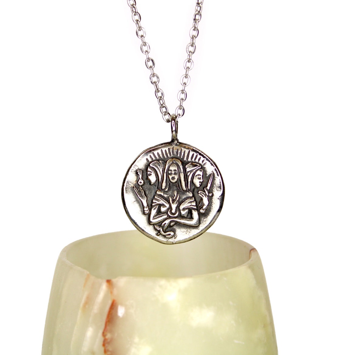 Labyrinth Hecate Goddess Silver Coin Medallion Necklace - Etsy