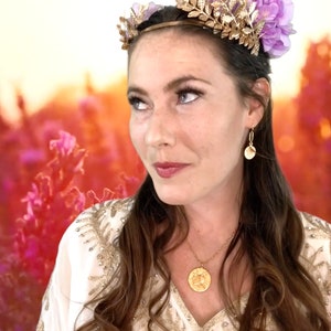 Pomegranate - Persephone Goddess - Large Gold Medallion Necklace ...