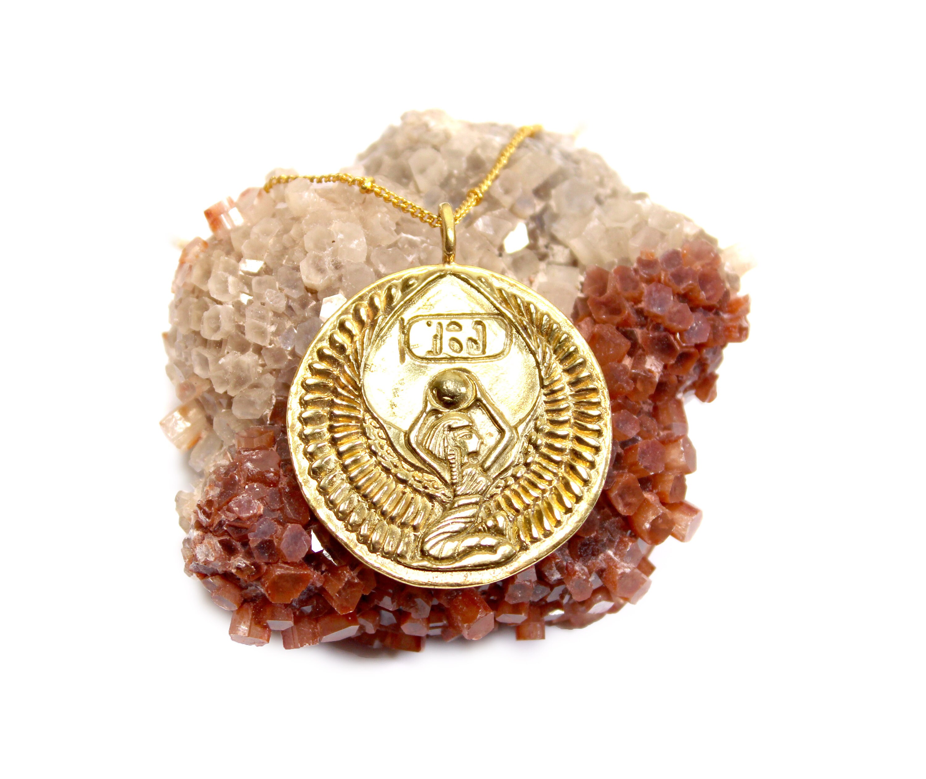 Isis Goddess - Gold Pendant Necklace - Egypitan Mythology - Large ...