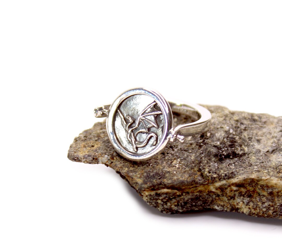 Dragon Spinning Ring - Silver Fidget Spinner Ring - Mini Dragon ...