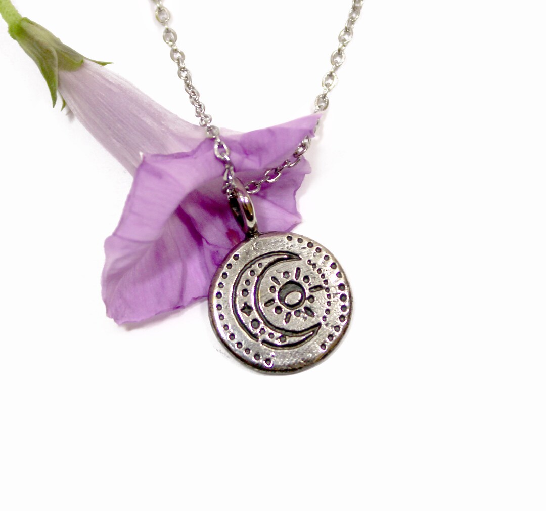Moon Necklace, Moon Pendant, Silver Moon, Moon Design, Lunar Pendant ...