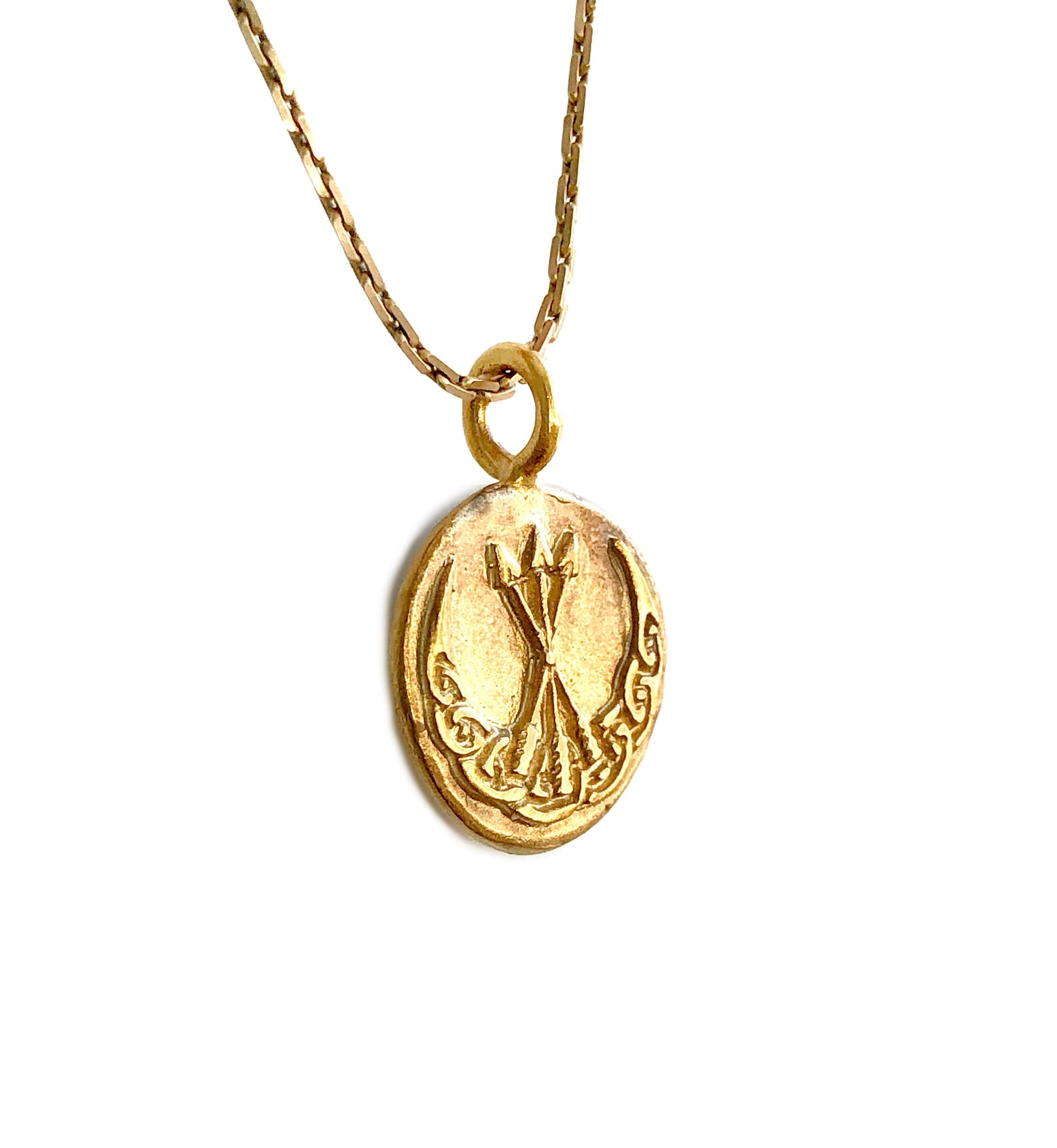 Artemis Deer Pendant Necklace - DOUBLE SIDED - Small Gold Deer - Moon ...