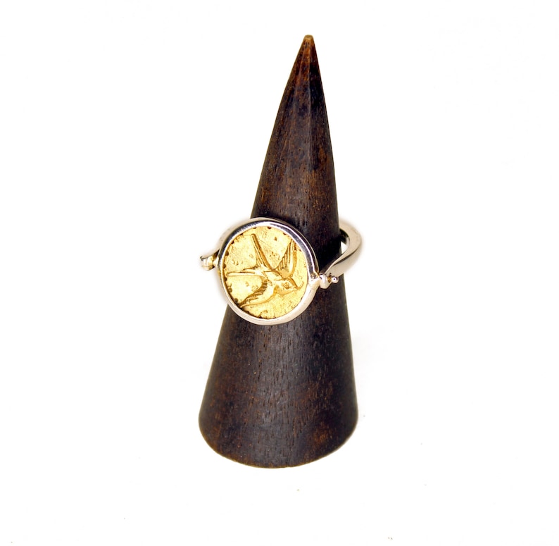 Gold Spinning Ring - Sterling Silver - Sparrow , Flower Mandala - Etsy