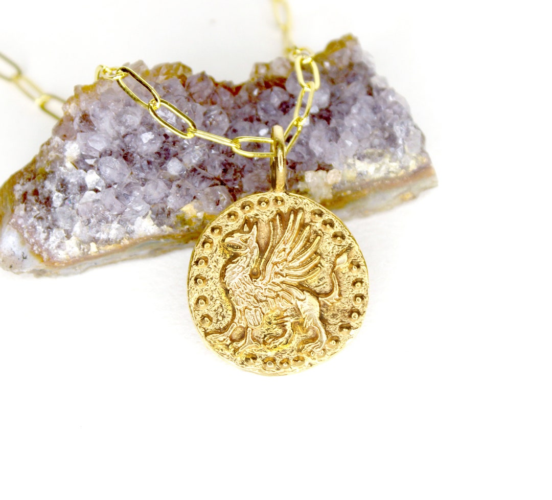 GOLD Gryphon Pendant - Starfort - DOUBLE SIDED - Gold Renaissance ...