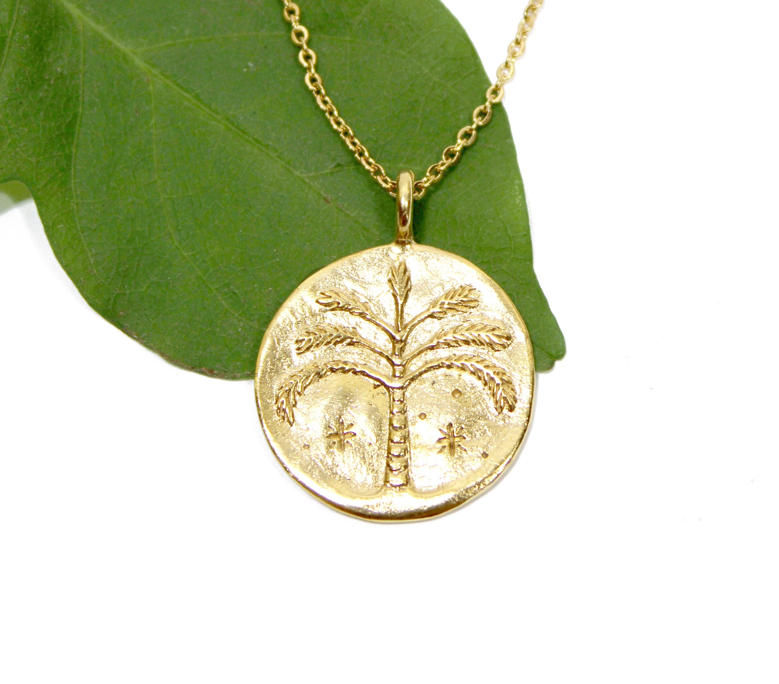 Palm Tree & Elephant Gold Coin Pendant Caesar coin ancient | Etsy