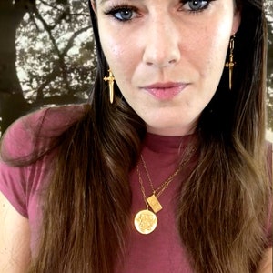 Hecate Goddess - Gold Coin Medallion Necklace - DOUBLE SIDED ...