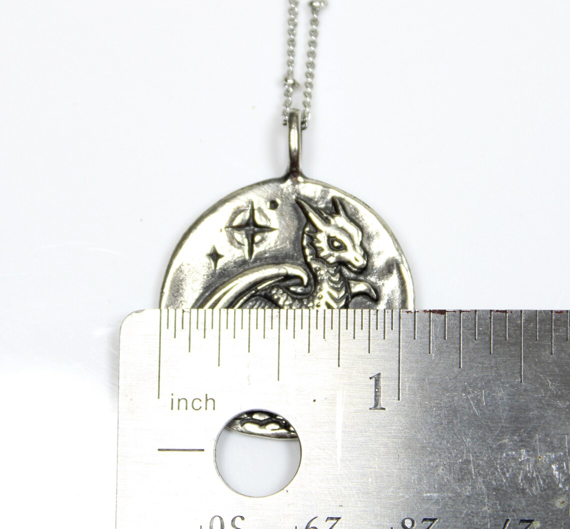 Dragon Medallion DOUBLE SIDED SILVER Flying Dragon Baby - Etsy
