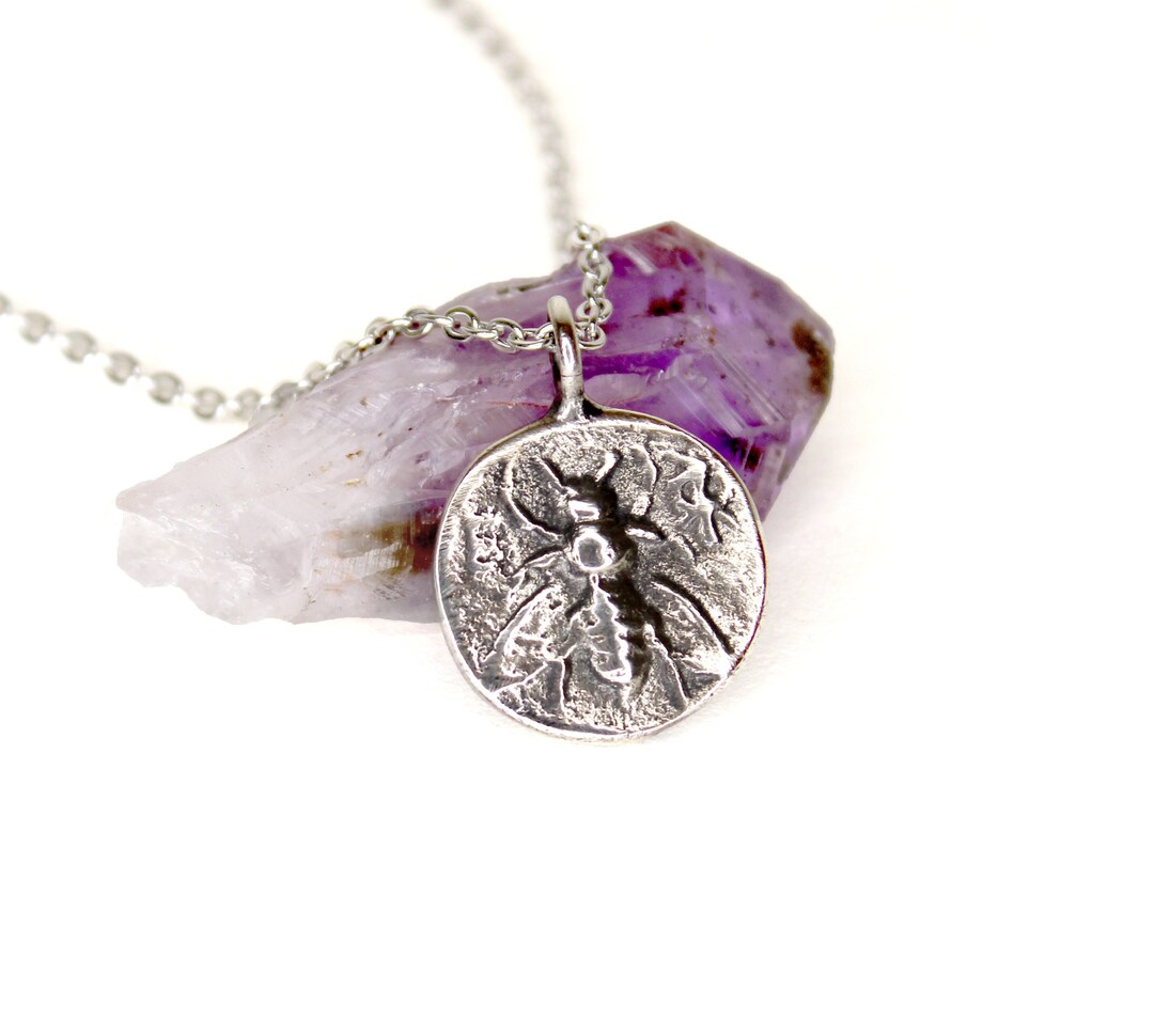 Honeybee Silver Pendant - Large Coin Pendant - Ancient Coin Jewelry ...