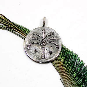 Silver Palm Tree Necklace - Silver Coin Pendant - Ancient Tree of Life ...