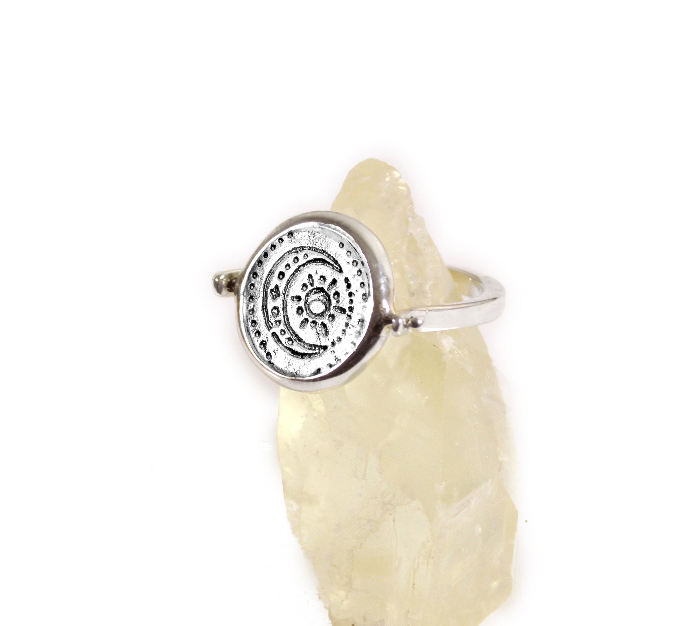 Moon Spinning Ring Crescent Moon Lunar Ring Fidget Ring - Etsy