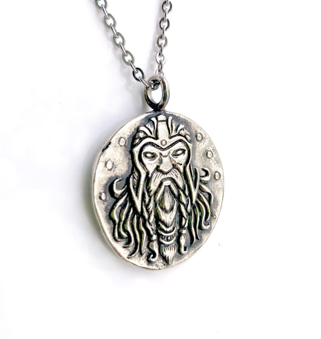 Viking Odin Medallion - Dragon Shield - SILVER - Large Coin Pendant ...