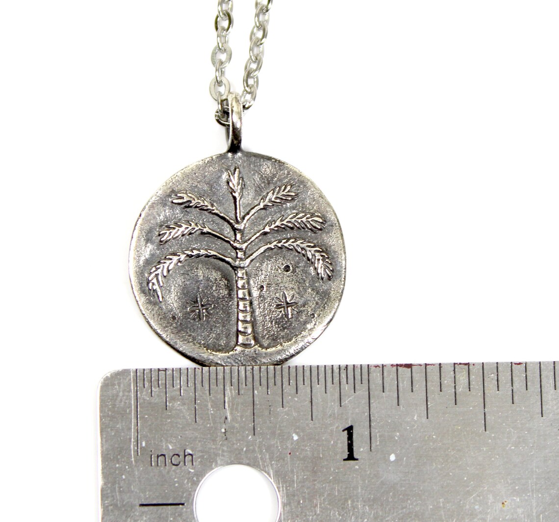Silver Palm Tree Necklace Silver Coin Pendant Ancient Tree - Etsy