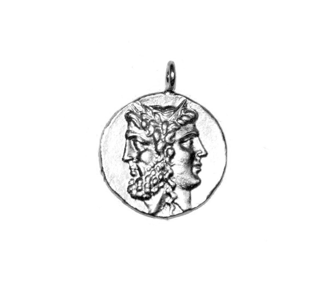 Janus Pendant Silver Coin Pendant Greek Janus Pendant | Etsy