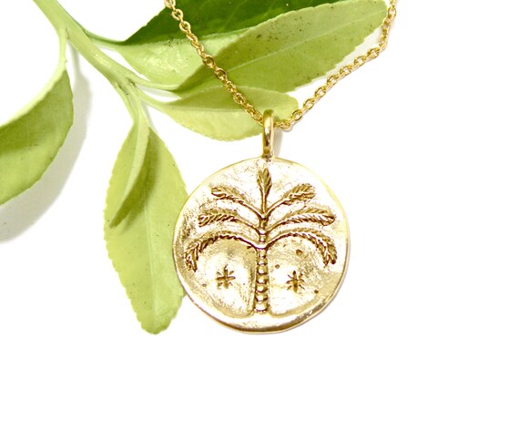 Palm Tree & Elephant Gold Coin Pendant Caesar Coin Ancient | Etsy