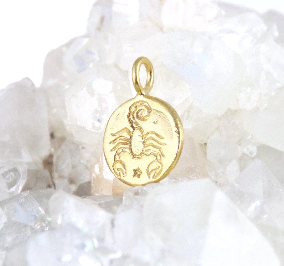 Scorpio Gold Pendant Gold Zodiac Sign Scorpio Horoscope Pendant DOUBLE ...