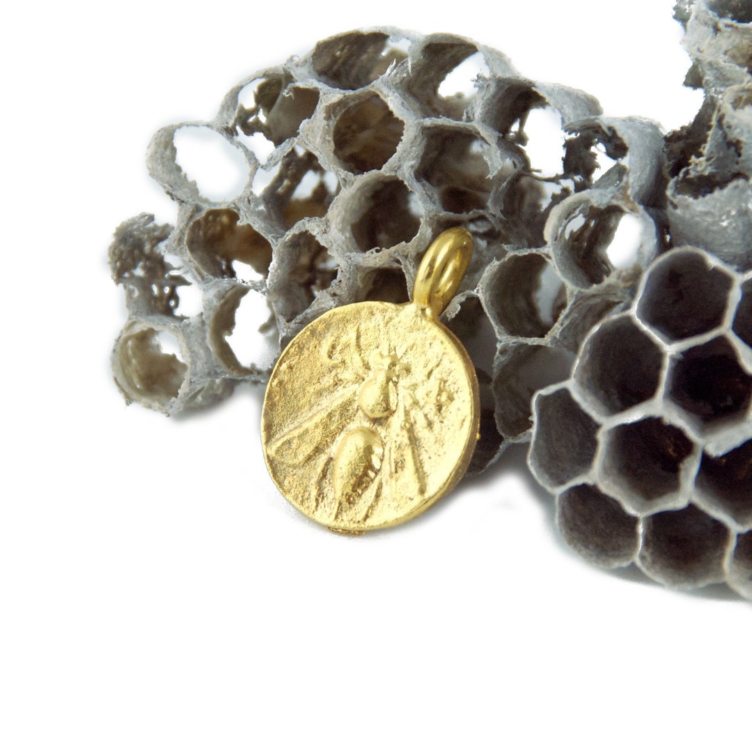 Honey Bee Gold Pendant Gold Coin Pendant Beekeeper Jewelry, Small ...