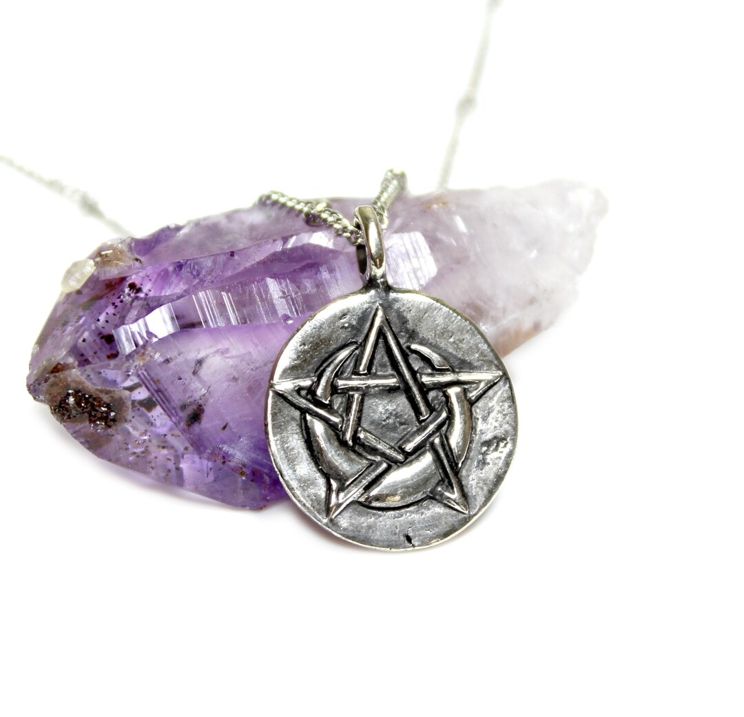 Pentagram Necklace - Silver - Pagan Protection Pendant, Gothic Necklace ...