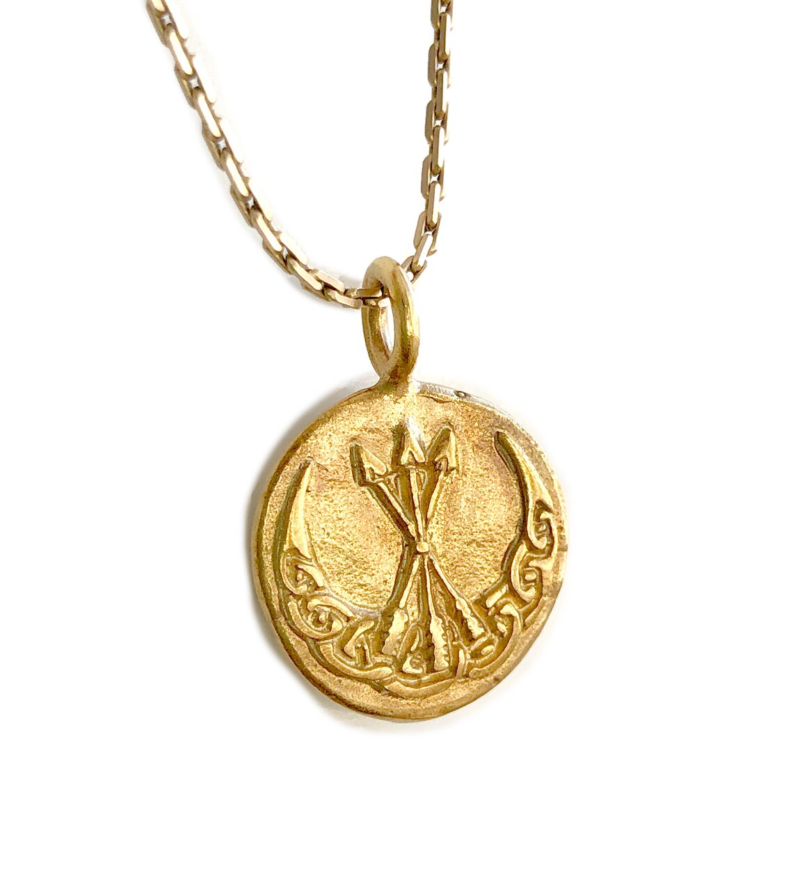 Artemis Deer Pendant Necklace - DOUBLE SIDED - Small Gold Deer - Moon ...