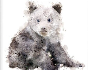 Nursery Decor Wall Art Watercolor Teddy Bear Forest Animals - Etsy