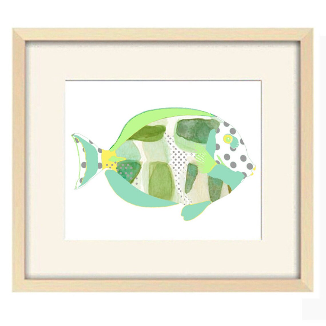 Tropical Green Fish Art Print. Fish Bathroom Decor. Coastal - Etsy