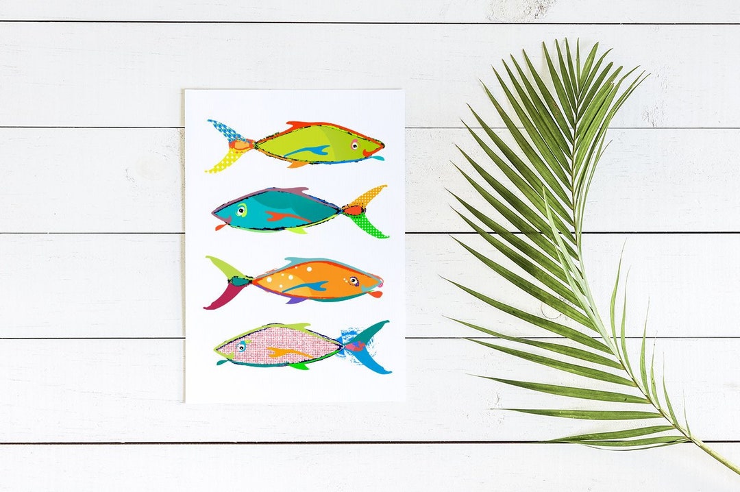 Fish Bathroom Wall Decor. Canvas or Print Coastal Art. Tropical Fish ...